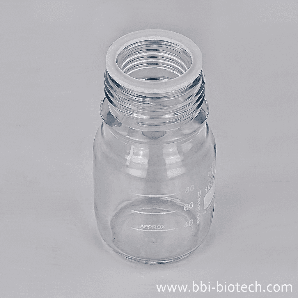 100 ml laboratory bottle GL 45 with gasket and screw cap with hole ...