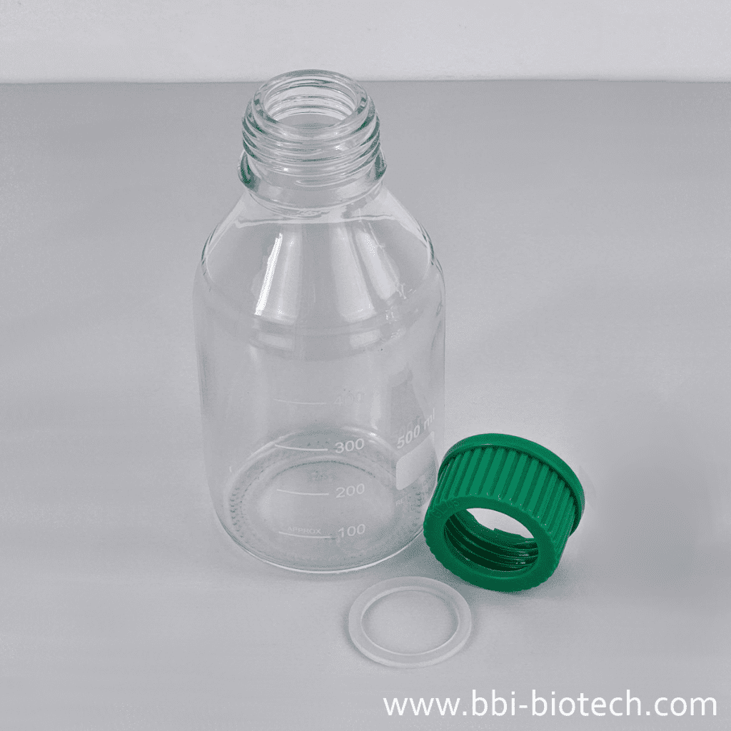 500 ml laboratory bottle GL 45 with gasket and screw cap with hole ...
