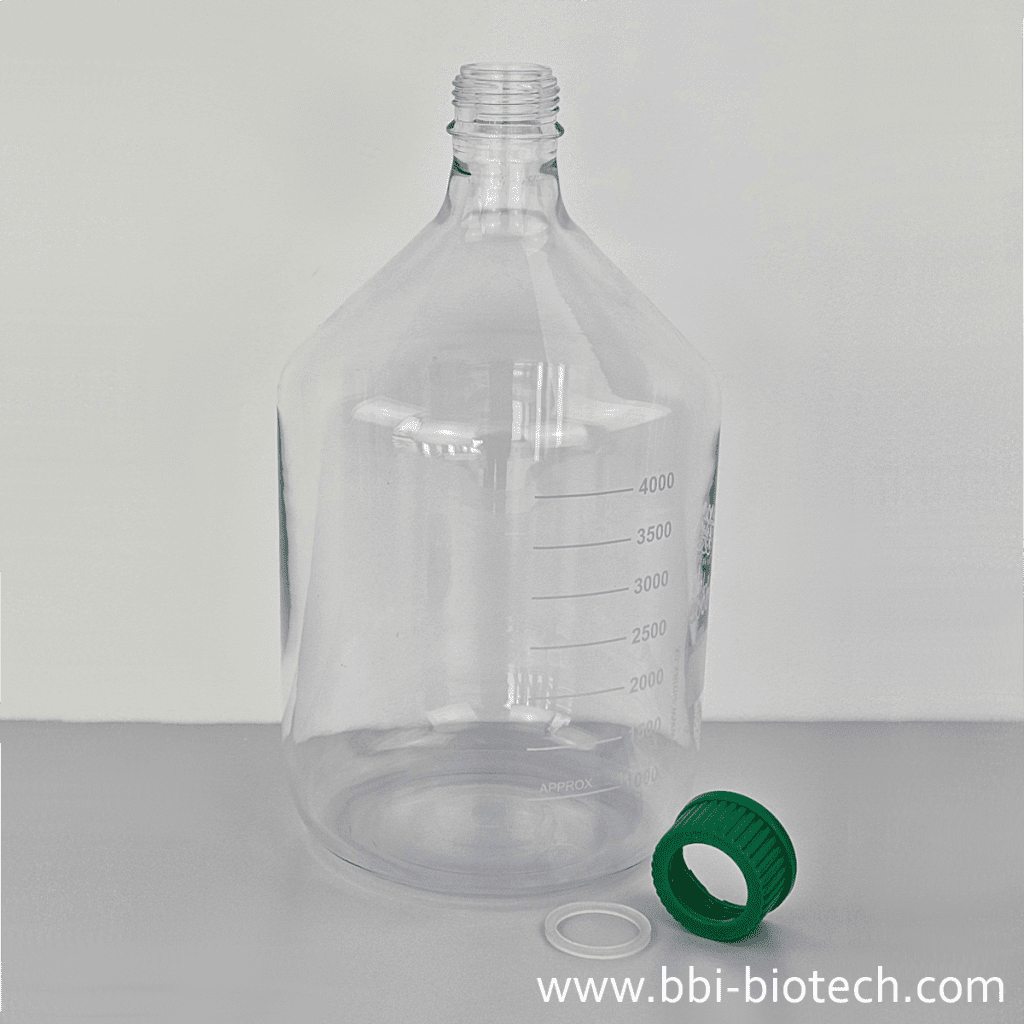 5 l laboratory bottle GL 45 with gasket and screw cap with hole ...