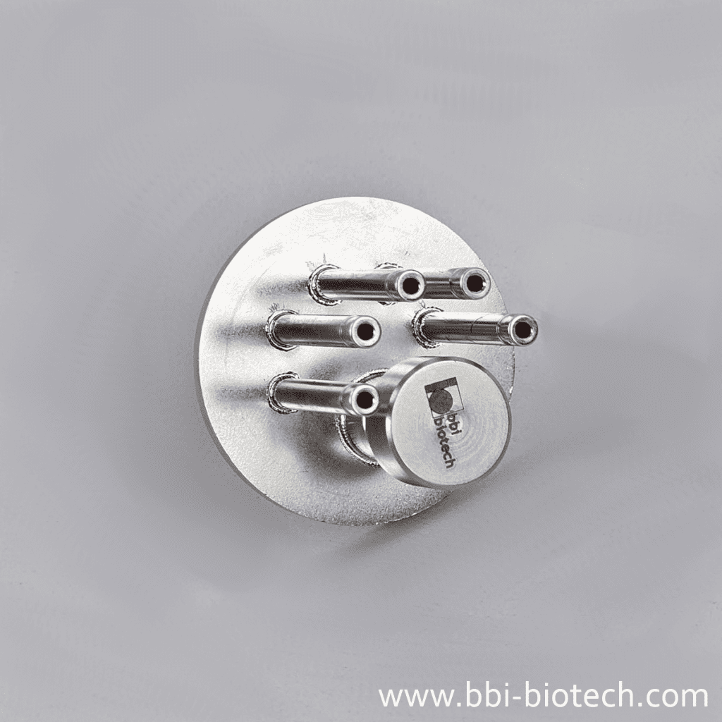 Headpiece with 5 hose nozzles 4 x 1 mm and 1 x Inoculation port with ...