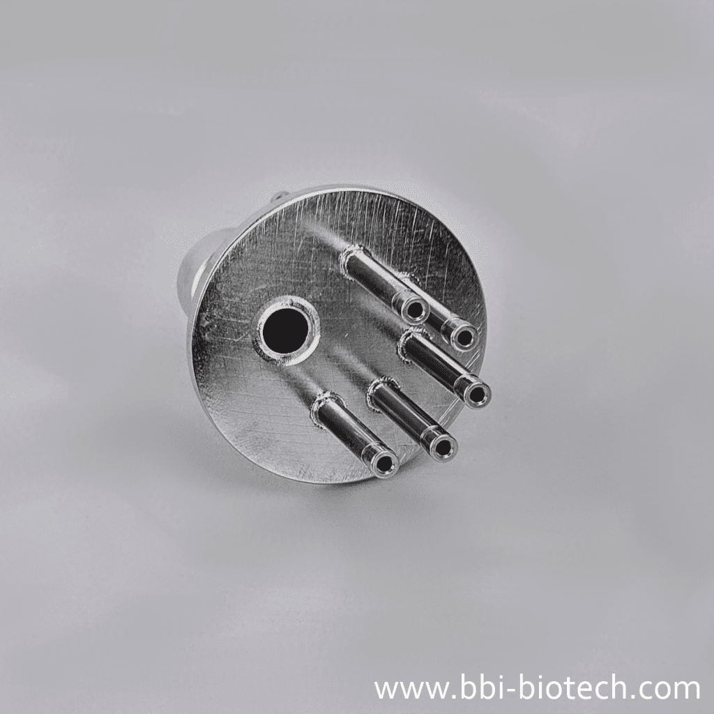 Headpiece with 5 hose nozzles 4 x 1 mm and 1 x Inoculation port with ...