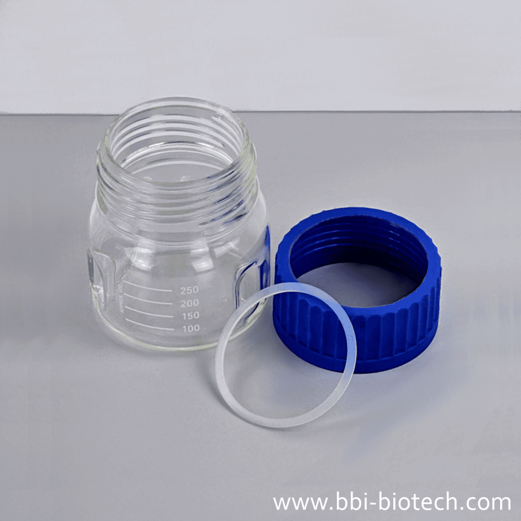 250 ml wide-neck bottle GLS 80 GLS 80 with seal and screw cap with hole ...